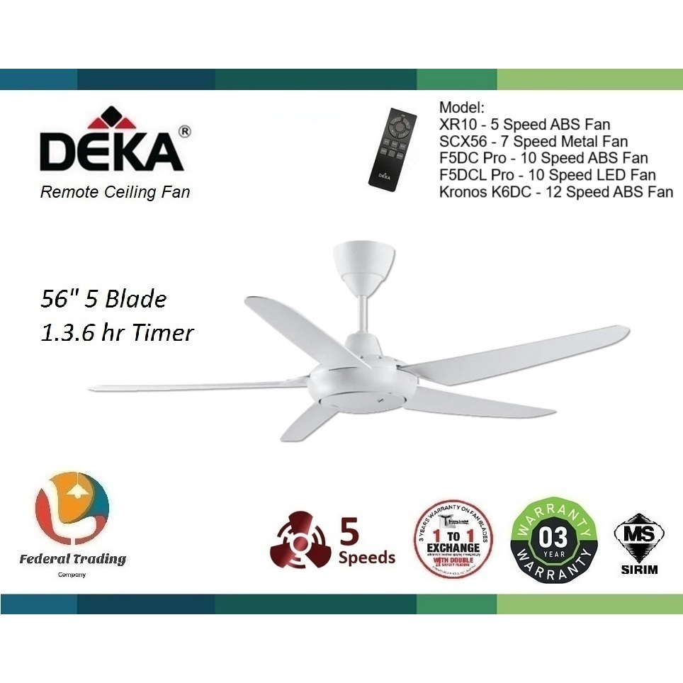 DEKA Remote Ceiling Fan SCX56 Black F5DC Pro MG F5DC LED Pro 7/10/12 ...