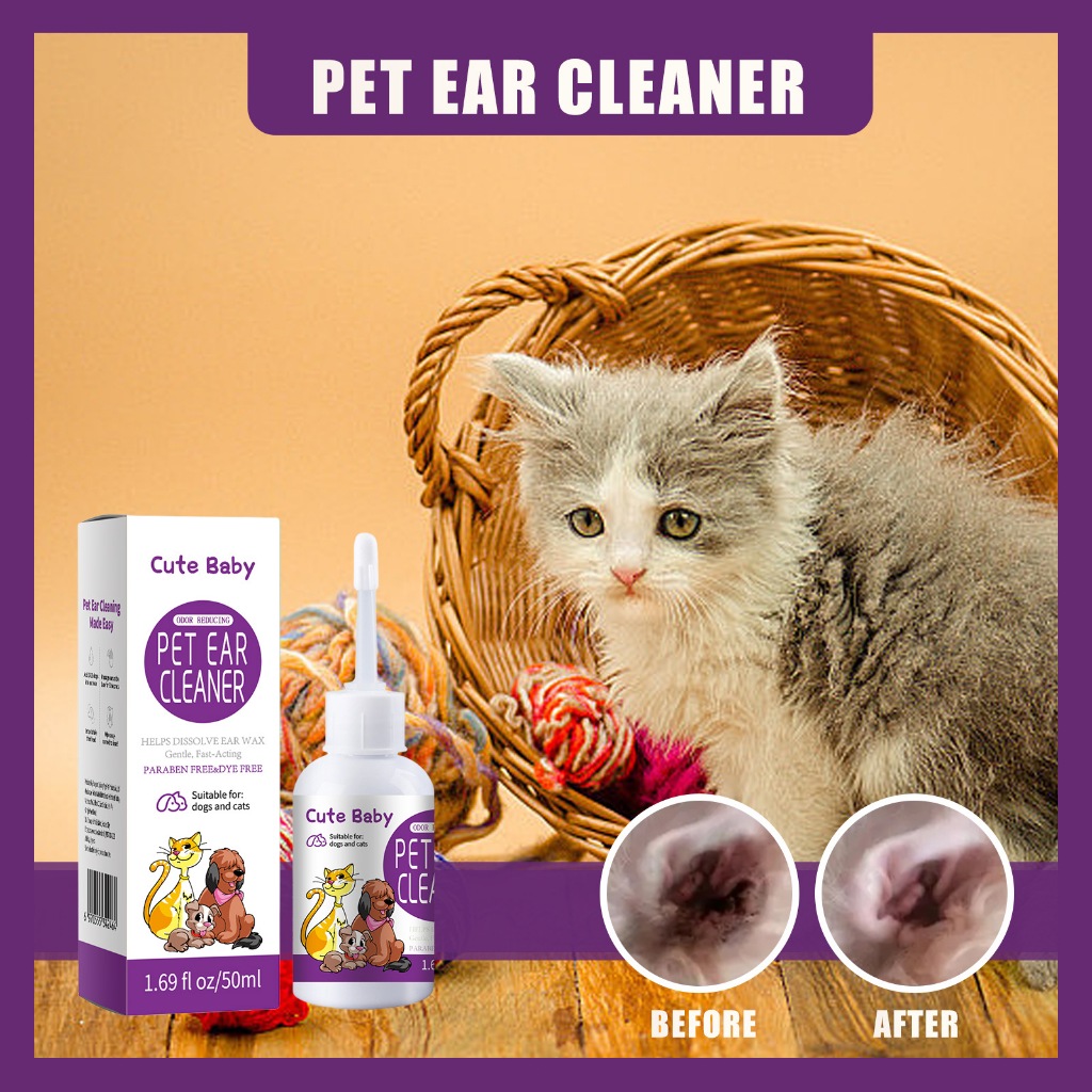 Pet Ear Cleanser for Dogs & Cats - Wax Dissolving Formula 50ml Paraben ...