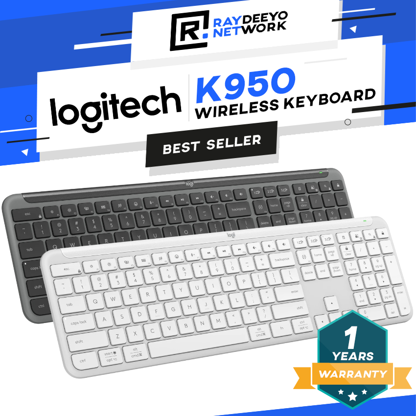 Logitech Signature Slim Keyboard K950 Colour in Graphite & Off-White ...