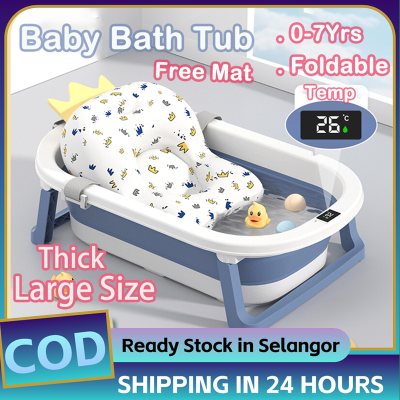 🔥FREE MAT🔥Baby Bath Tub With Stand Besen Mandi Baby Newborn Thermometer ...