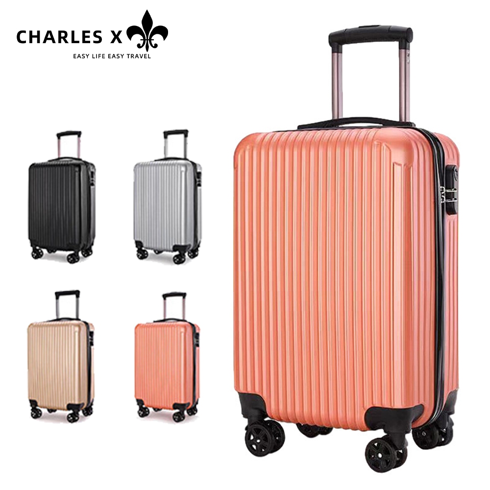 plain travel luggage bag 20inch 24inch ABS material suitcase beg bagasi ...