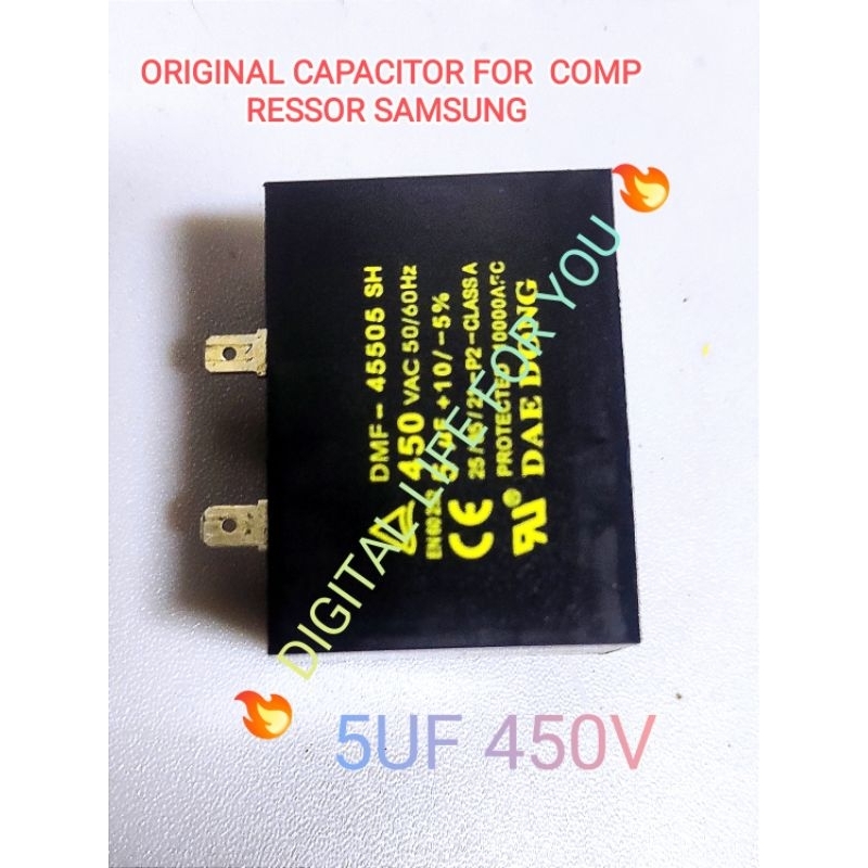 ORIGINAL CAPACITOR FOR COMPRESSOR SAMSUNG 5uF 450v | Shopee Malaysia