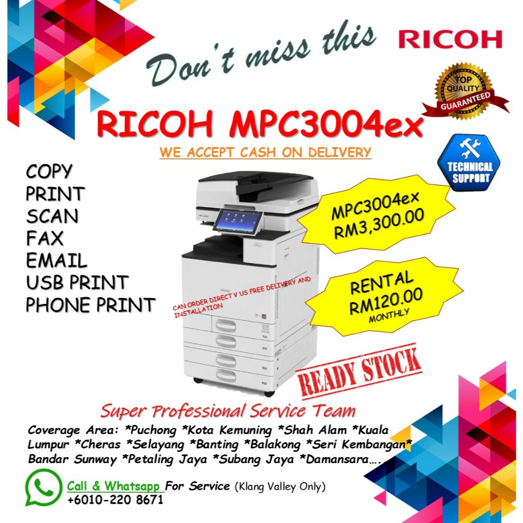 🔥Ready Stock Hot Model🔥Full Recond Ricoh MPC3004/3504 Colour Machine ...