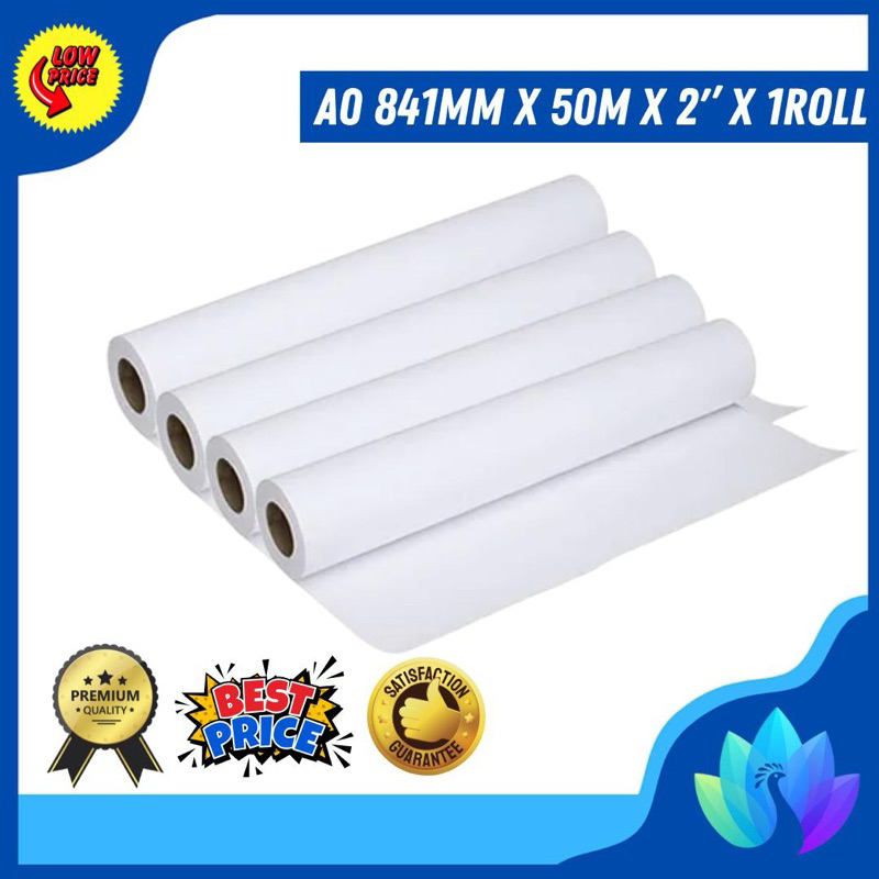 A0 Plotting Roll Plotter Paper 841mm x 50m x 2" x 1roll 100% High ...
