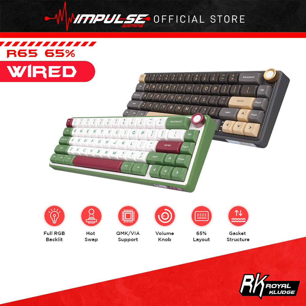 RK Royal Kludge R65 Wired Gaming Keyboard - Full RGB Backlit, Hot Swap ,Volume Knob, 65% Layout ...