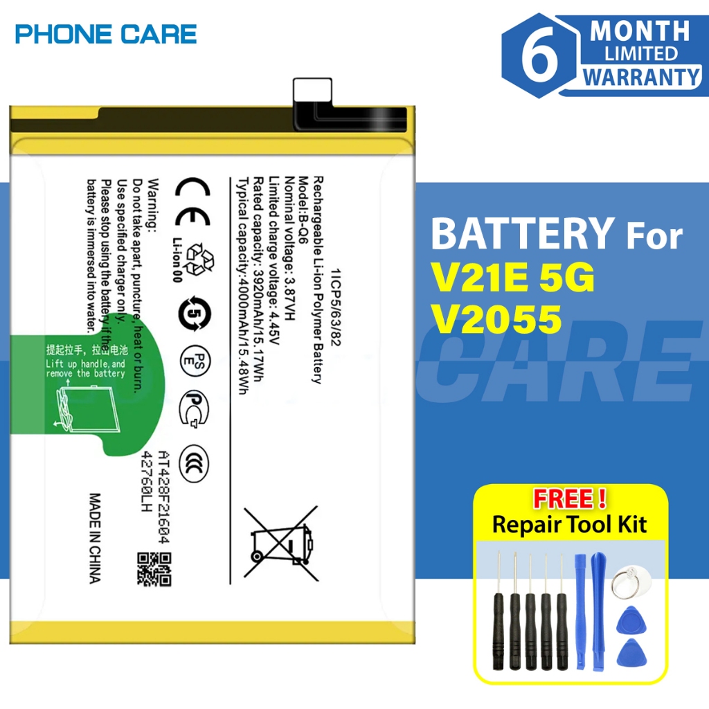Battery B-Q6 Compatible For Vivo V21E 5G V2055 (4000 mAh) | Shopee Malaysia