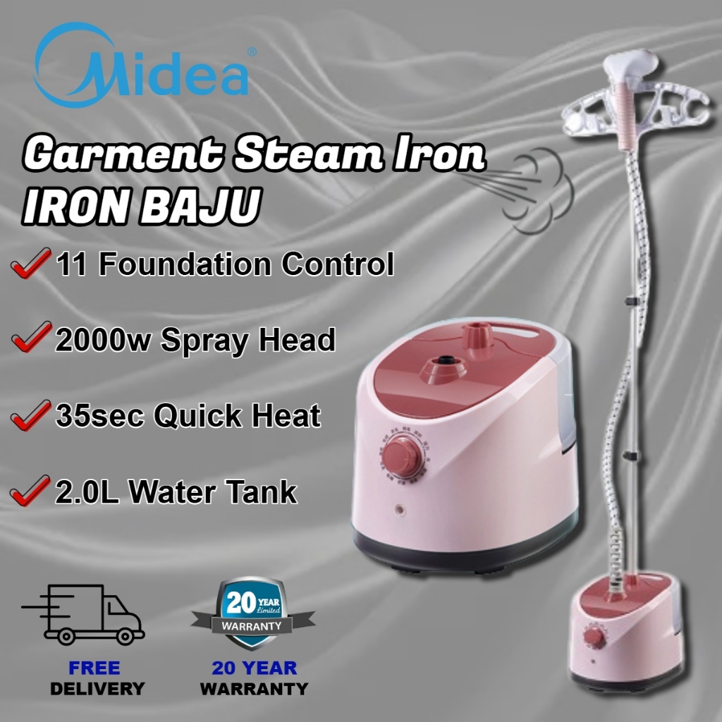 MIDEA Iron Baju 2000W Standing Garment Steamer with Telescopic Stand ...