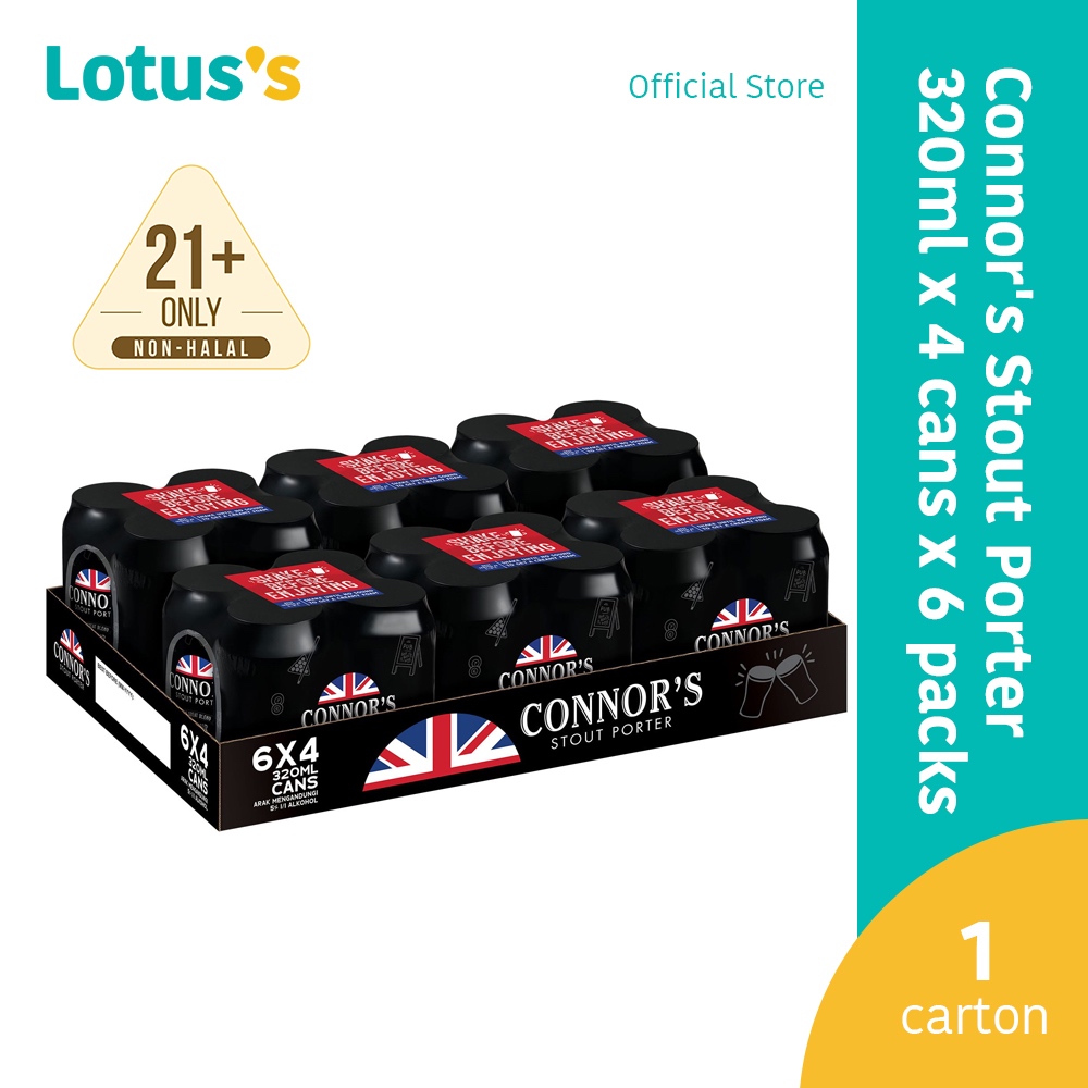Connor's Stout Porter 320ml x 4 cans x 6 packs (1 Carton) | Shopee Malaysia