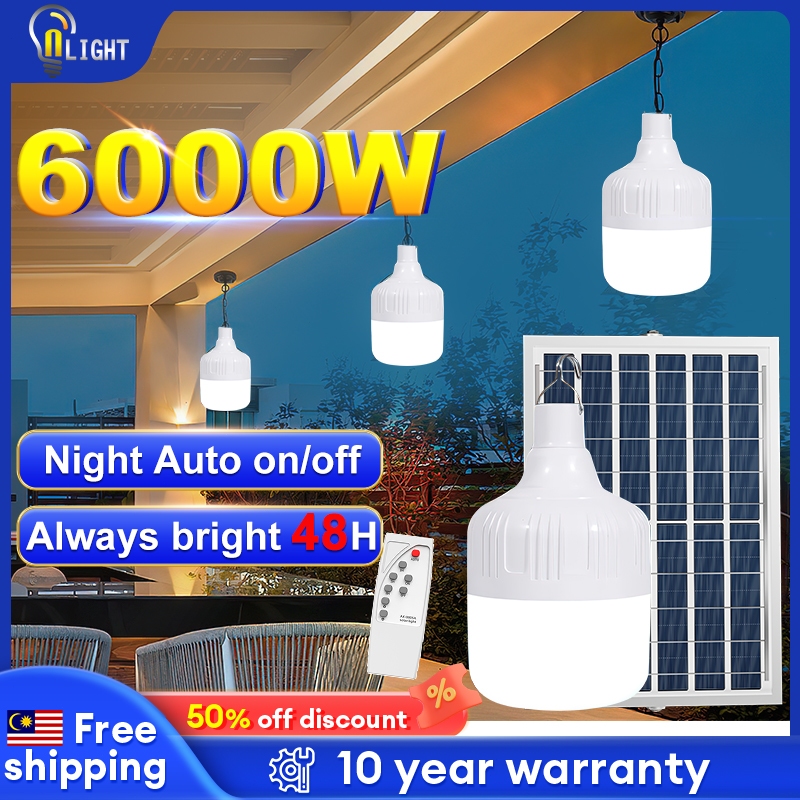 6000W LED Portable Solar Light Bulb IP67 Waterproof Outdoor Camping ...