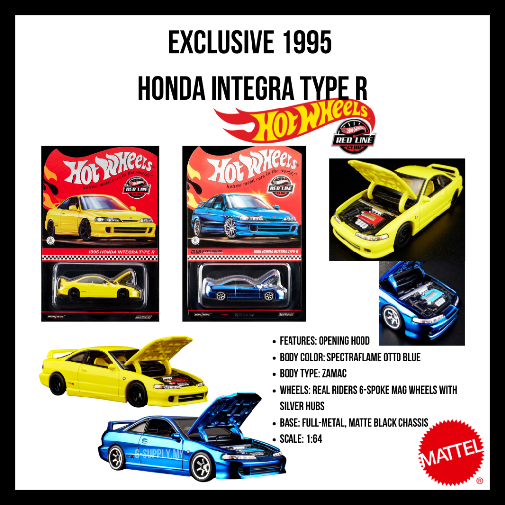 HOT WHEELS Red Line Club RLC Exclusive 1995 Honda Integra Type R Blue ...