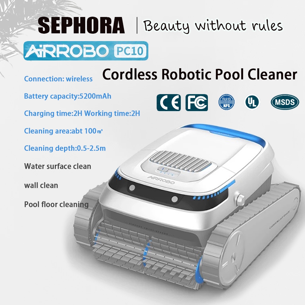 AIRROBO PC10 Cordless Robotic Pool Cleaner Runtime Wall Climbing ...