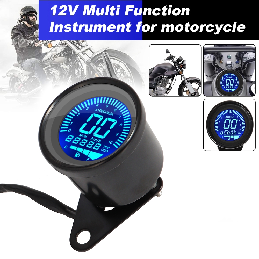 Universal Motorcycle Digital Speedometer Scooter ATV Meter Retro LCD ...
