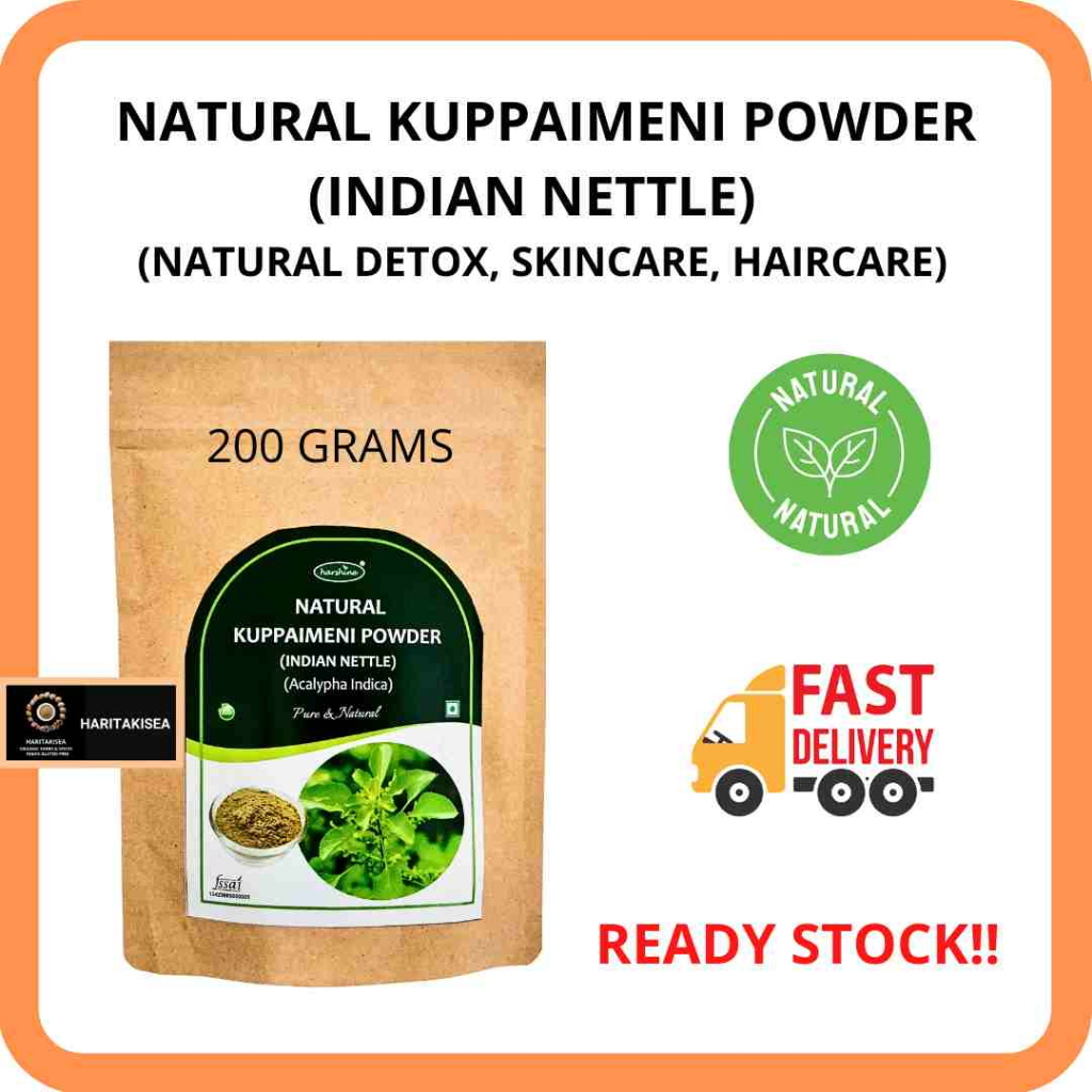 100% PURE NATURAL KUPPAIMENI (INDIAN NETTLE) POWDER 200 GMS (Acalypha ...
