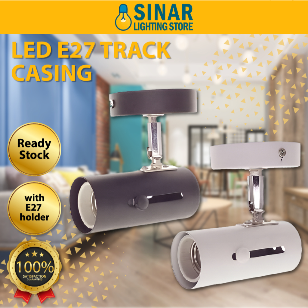 E27 Holder Surface Track Light Casing Black & White Casing Ceiling ...