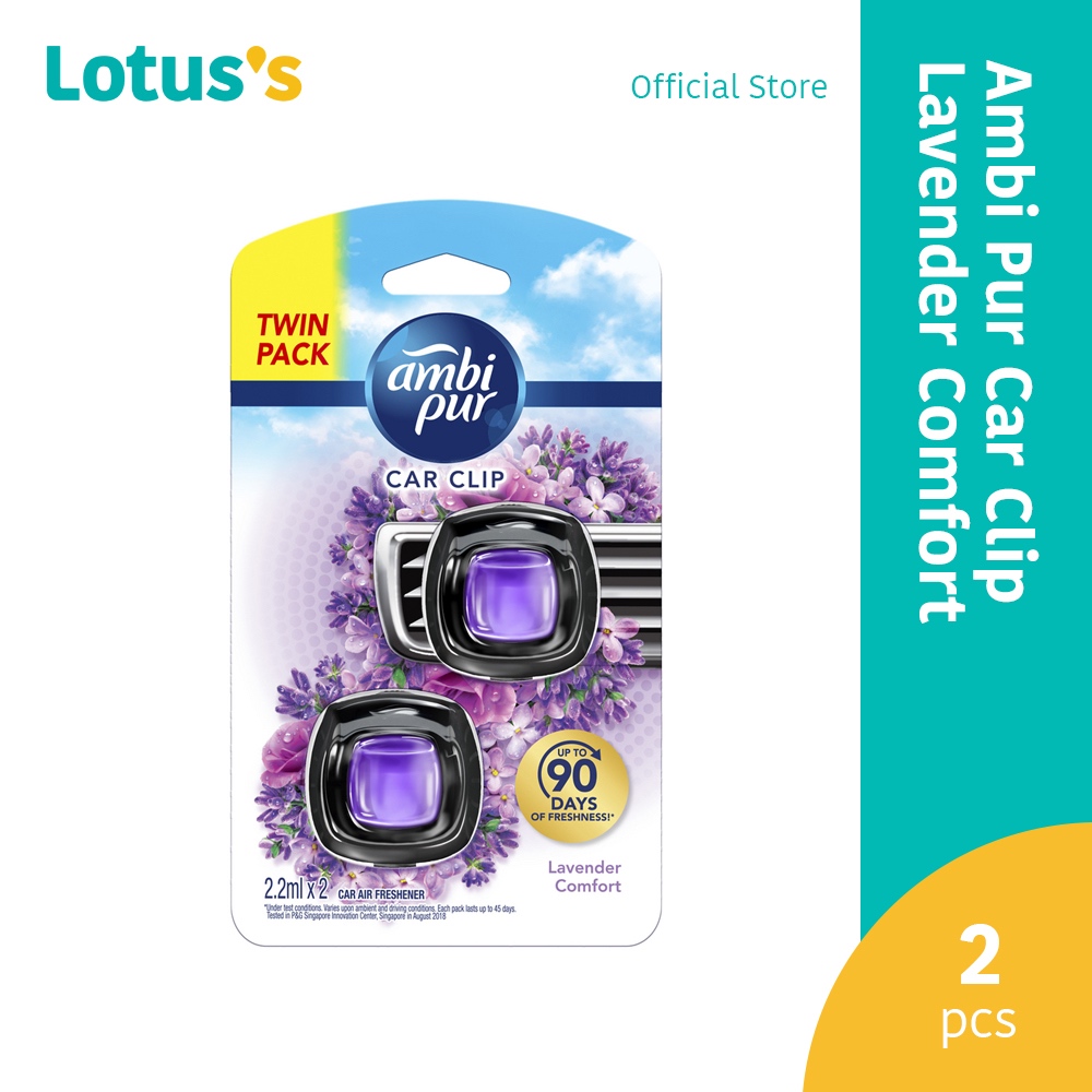 Ambi Pur Car Mini Clip Lavender Comfort Car Air Freshener 2 x 2.2ml ...