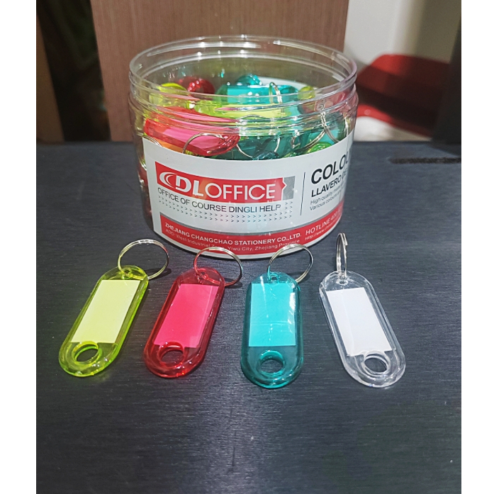 Colorful Clear Plastic Key Tags ID Label with Tag Card Split Ring ( 50 ...