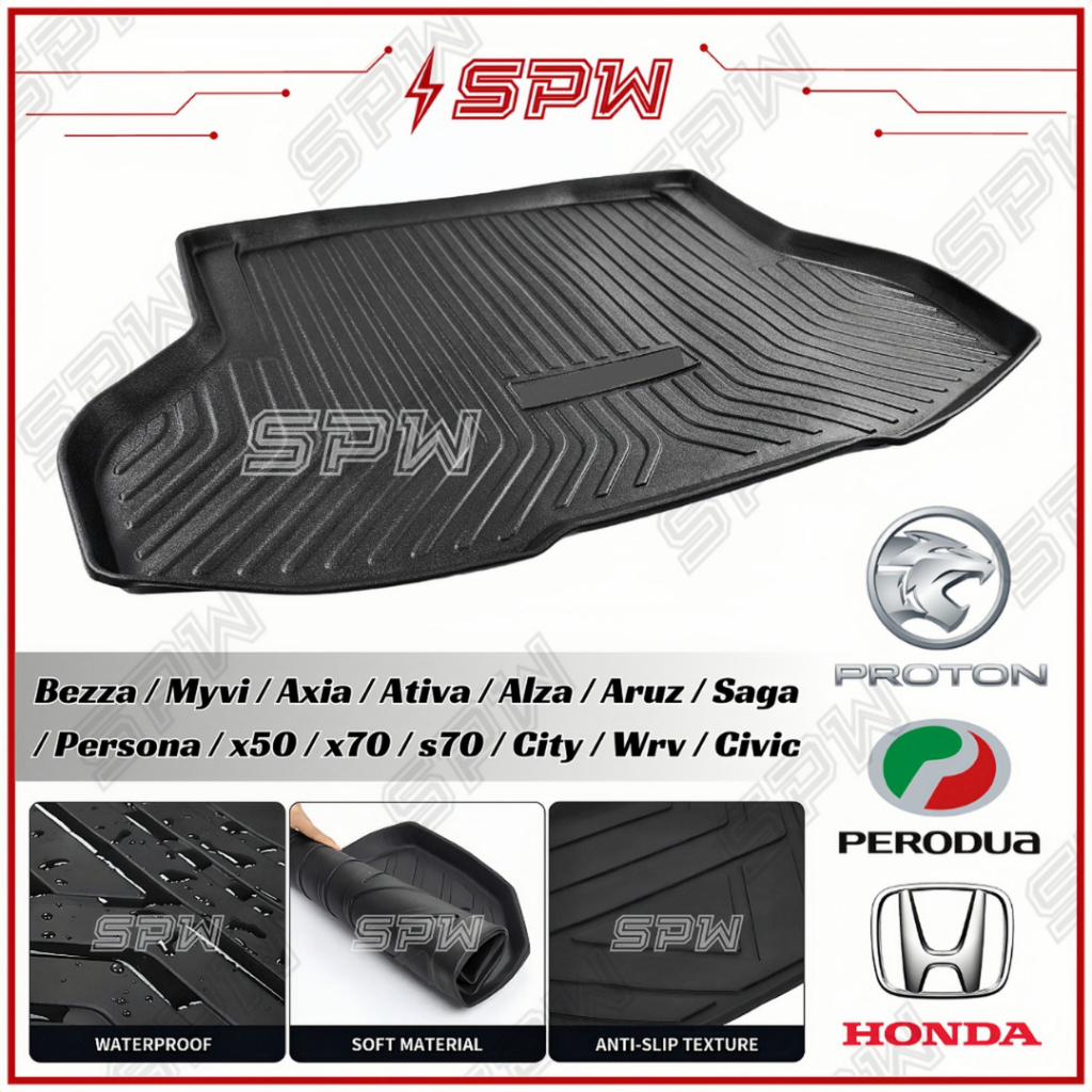 Perodua/Proton/Honda BOOT TRAY Trunk Cargo Mat Rear Bonnet TPO Cover ...