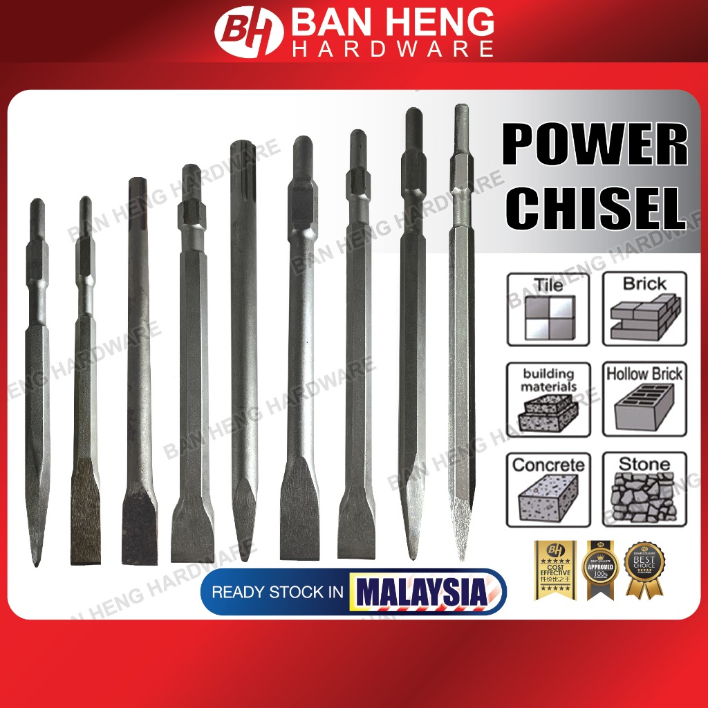 POWER CHISEL HEX PLUS / MAX PLUS / HEX HEAD ELECTRIC DEMOLITION HAMMER CHISEL BIT / HACKER ...