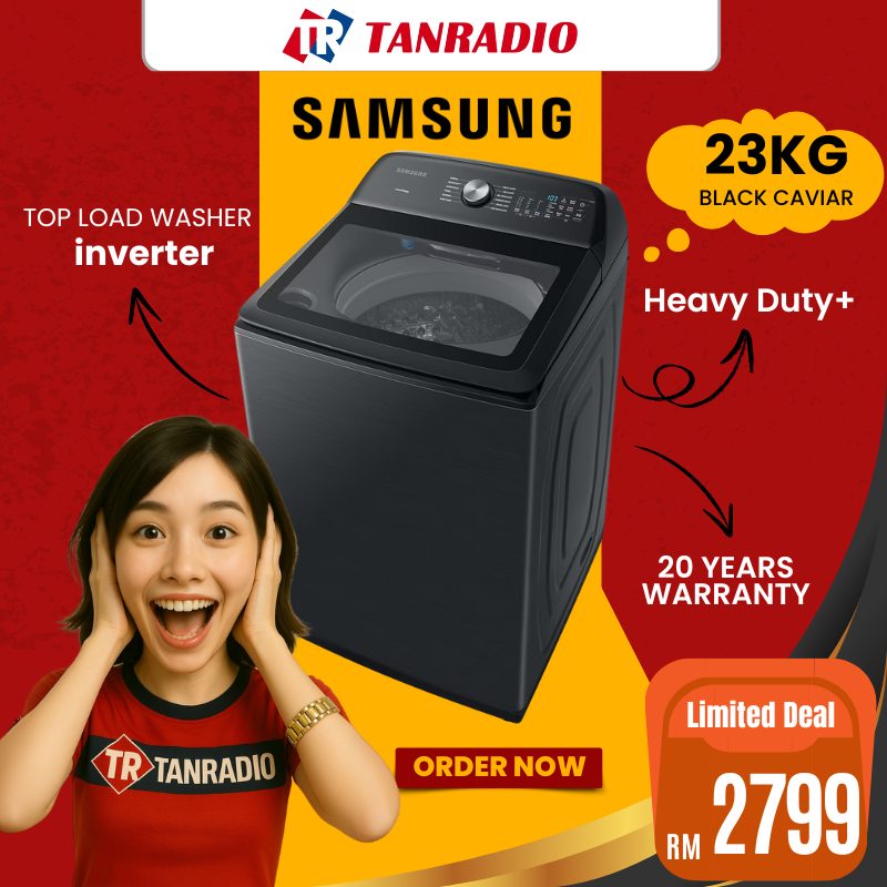 SAMSUNG Inverter Black Washer Top Load Washing Machine 17KG 19KG 23KG | Shopee Malaysia