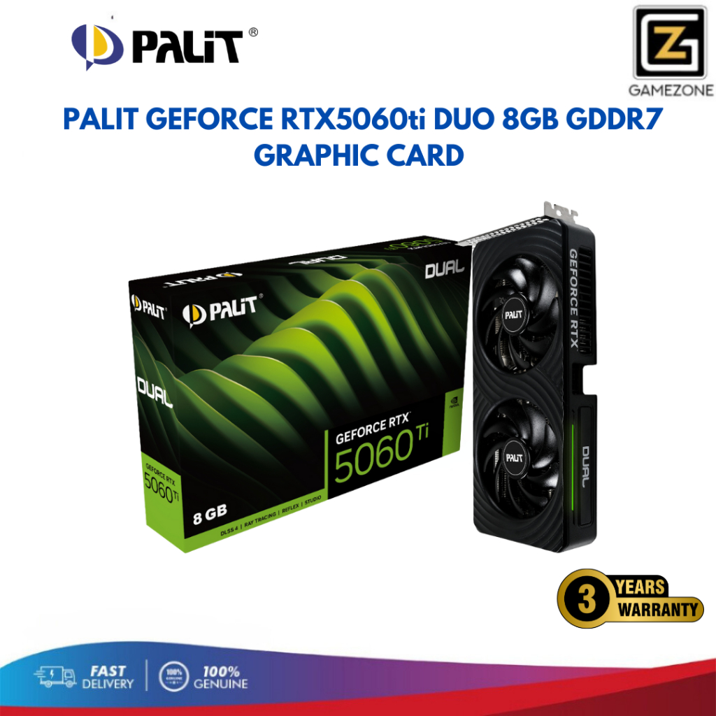 PALIT NVIDIA GEFORCE RTX5060TI 8GB GDDR7 DUAL GRAPHIC CARD | Shopee ...