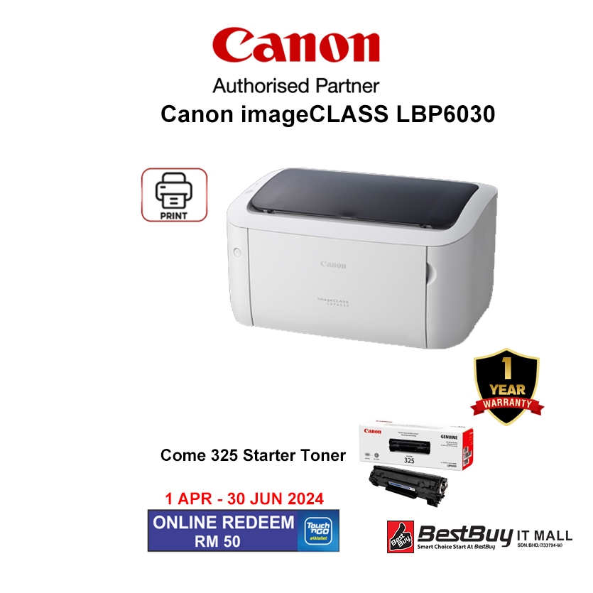 (Free TNG eWallet RM 50) Canon ImageCLASS LBP6030 / LBP6030W WIFI Monochrome Laser Printer ...