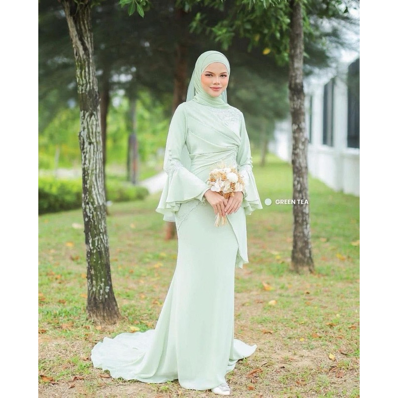 HIJABISTAHUB BRIDE SERIES TRISYA DRESSS(GREEN TEA) | Shopee Malaysia