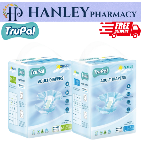 TRUPAL ADULT DIAPERS VALUE M 10S / L 10S | Shopee Malaysia