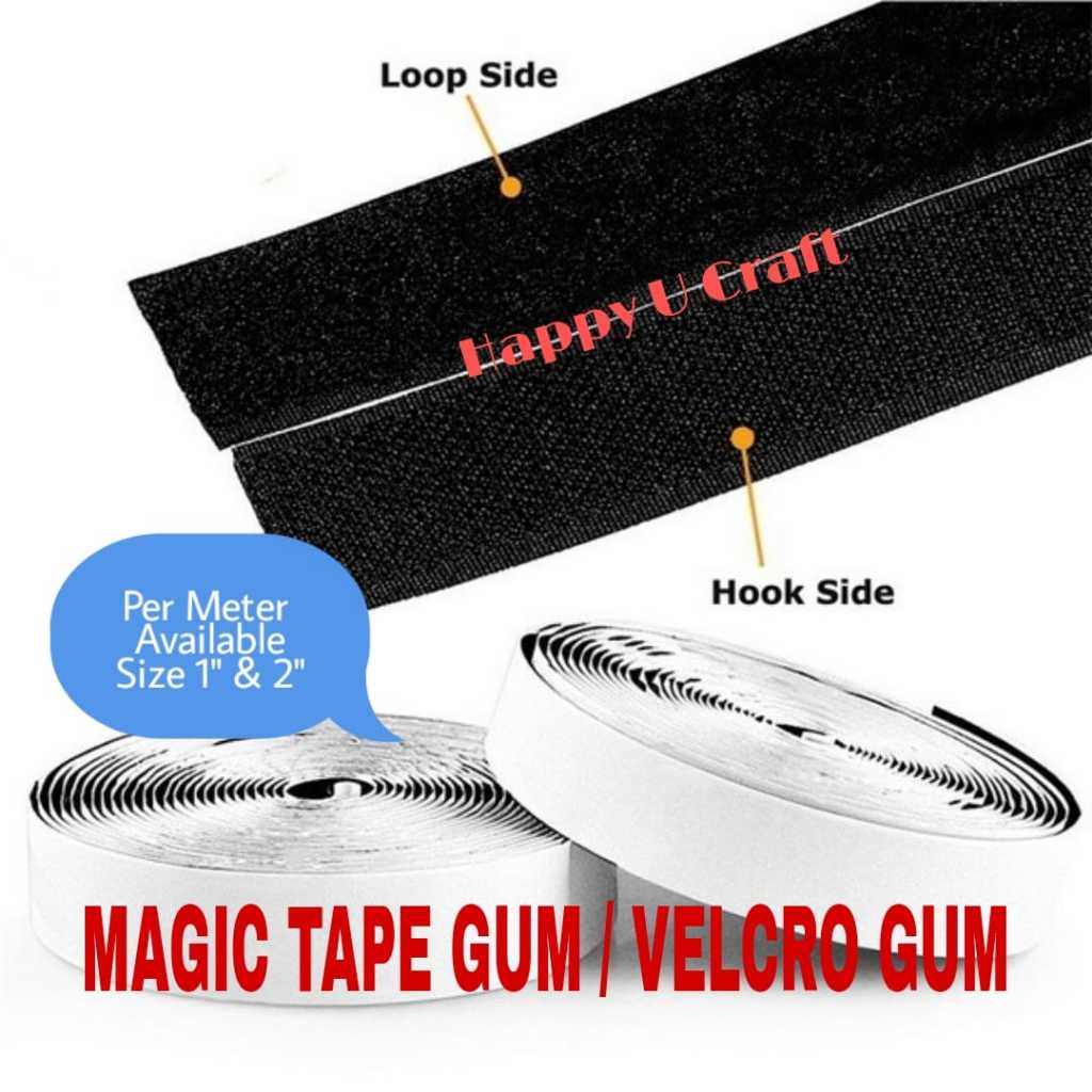 (PER METER )1" inch & 2" inch /Magic Tape (Glue) / Velcro Tape Bergum/ Pelekat Tape | Shopee ...