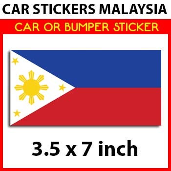 Car Sticker OR Bumper Sticker - Philippines Flag Sticker Bendera ...