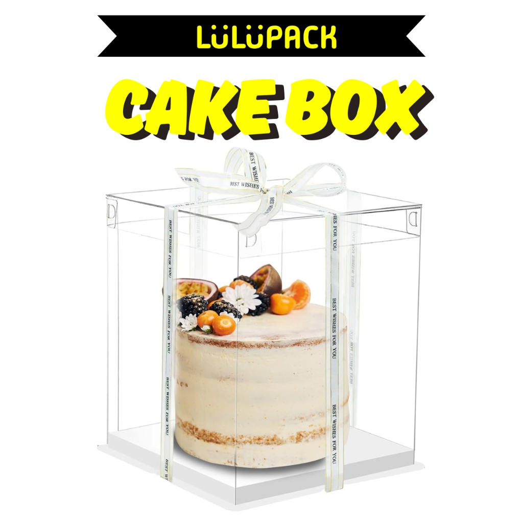 Bakery Cake Box Kotak Kek Transparent Packaging Plastic Gift Box Kotak ...
