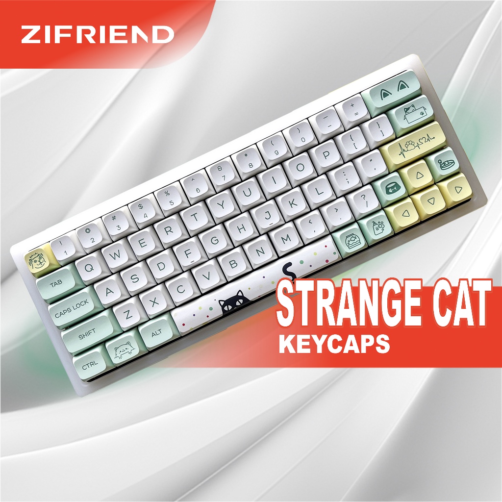 ZIFRIEND Strange Cat 128 Keys XDA Profile PBT Keycaps Set Mechanical ...