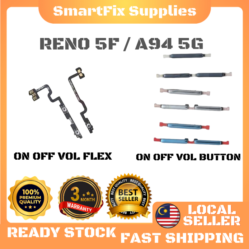 OPPO RENO 5F/A94 5G Power On Off+ Volume Ribbon Flex CPH2217 Button On ...