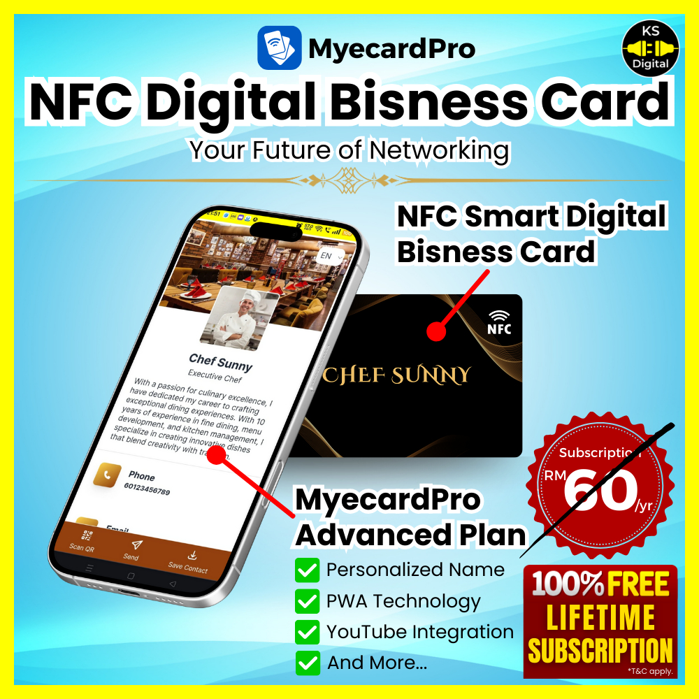 MyecardPro NFC Digital Business Card/NFC Card/NFC ID Card/NFC Personal Digital Name Card/Kad ...