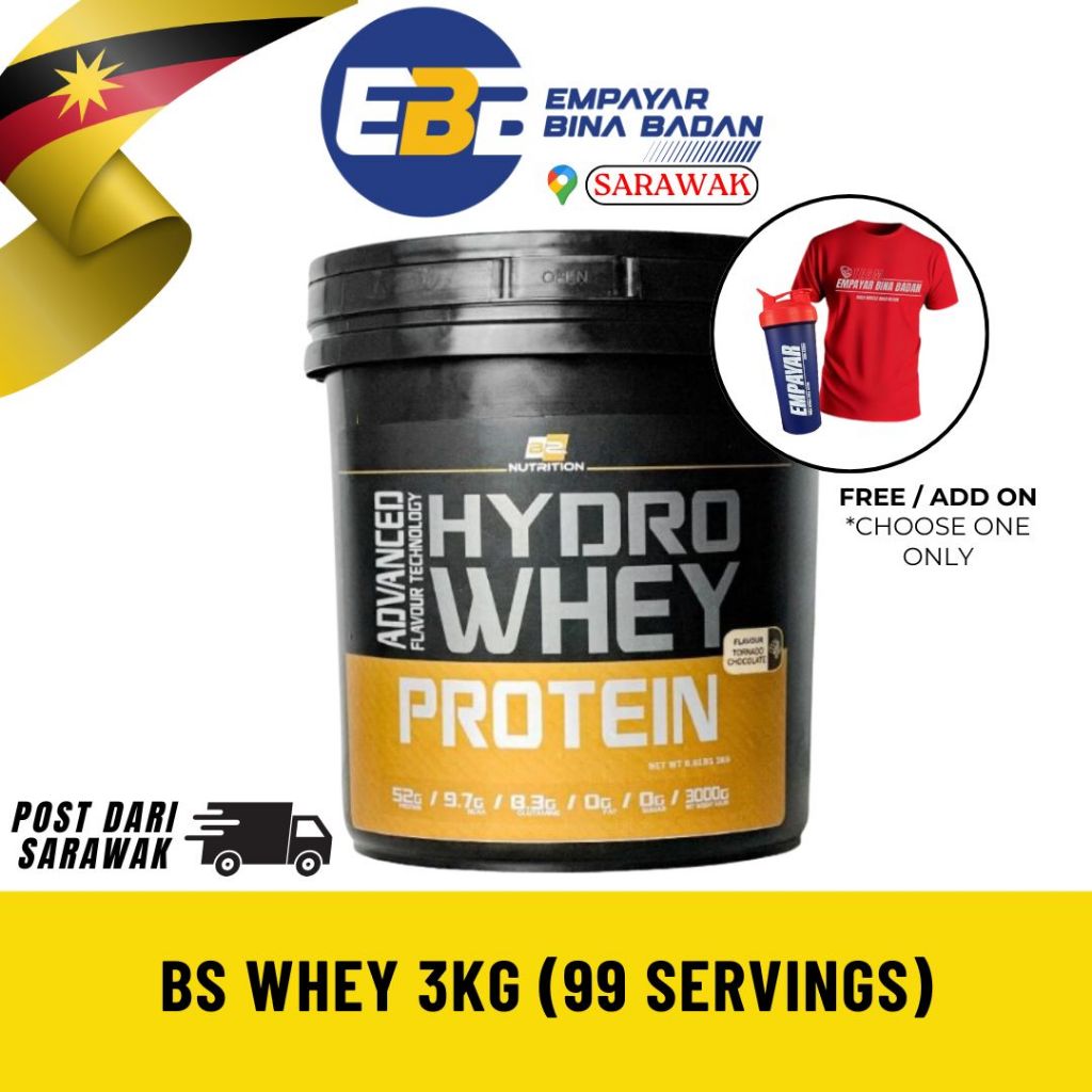 BS NUTRITION HYDROWHEY 3KG TUB WITH FREEGIFT | Shopee Malaysia