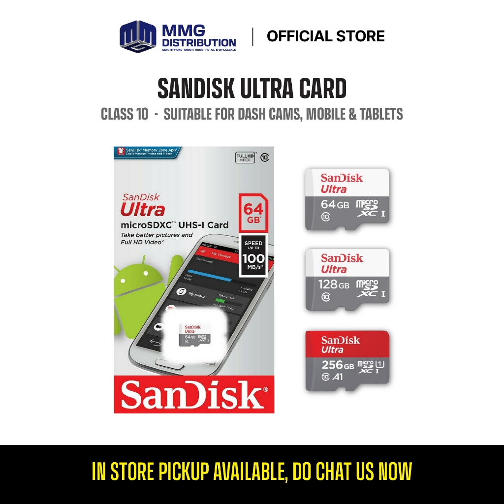SanDisk Ultra microSD Card (64GB/128GB/256GB) Class 10 for Smartphones ...