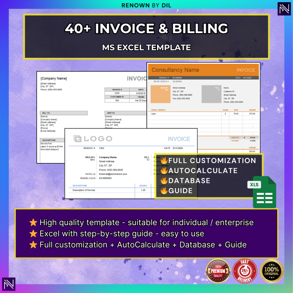 40+ Invoice & Billing - Excel Template | Guide + Auto Calculate ...