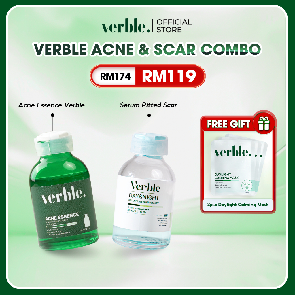 VERBLE Acne & Scar Combo Serum Pitted Scar + Acne Essence Serum Anti ...