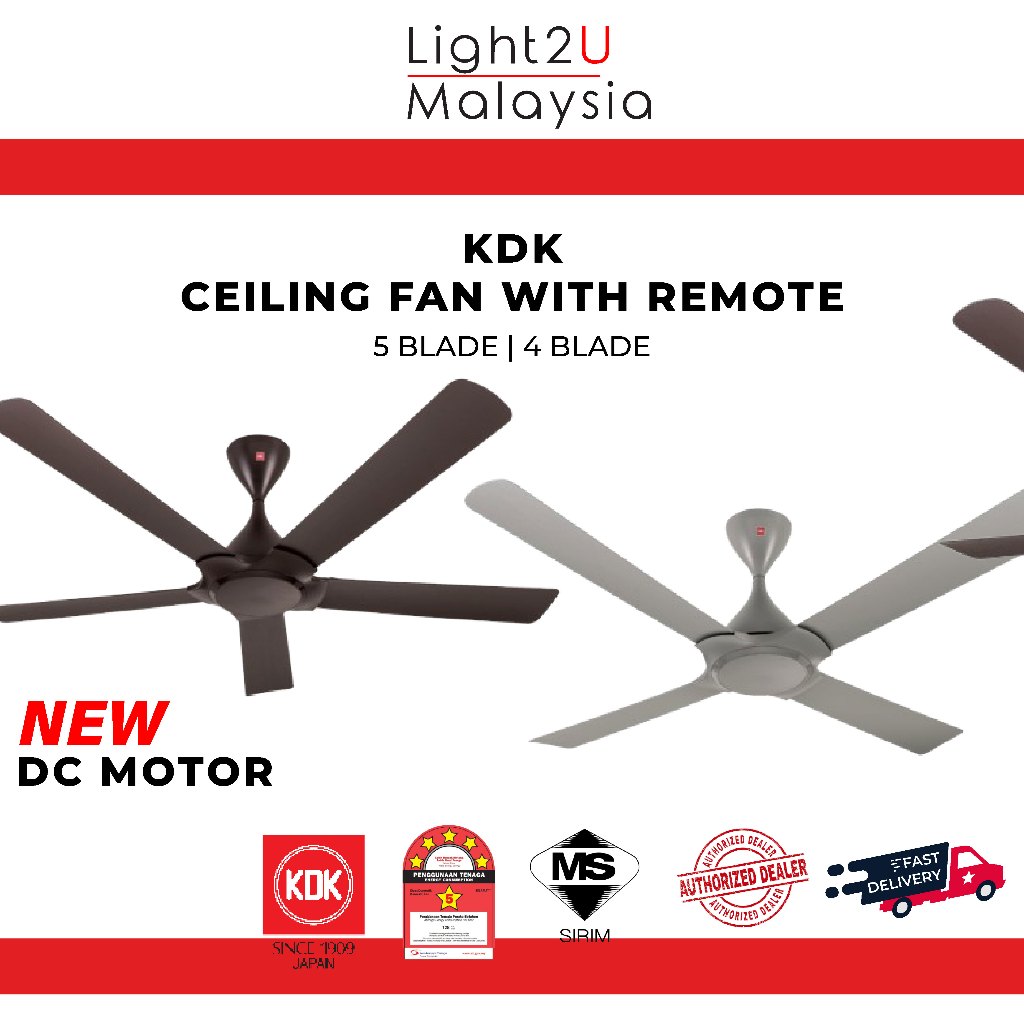 (NEW) KDK RYOU K14PH/K14RH CEILING FAN C/W REMOTE DC MOTOR | 5 BLADE ...