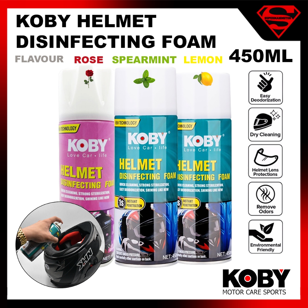 KOBY HELMET CLEANING DISINFECTION FOAM SPRAY/PROTECTANT SPRAY PEMBERSIH ...