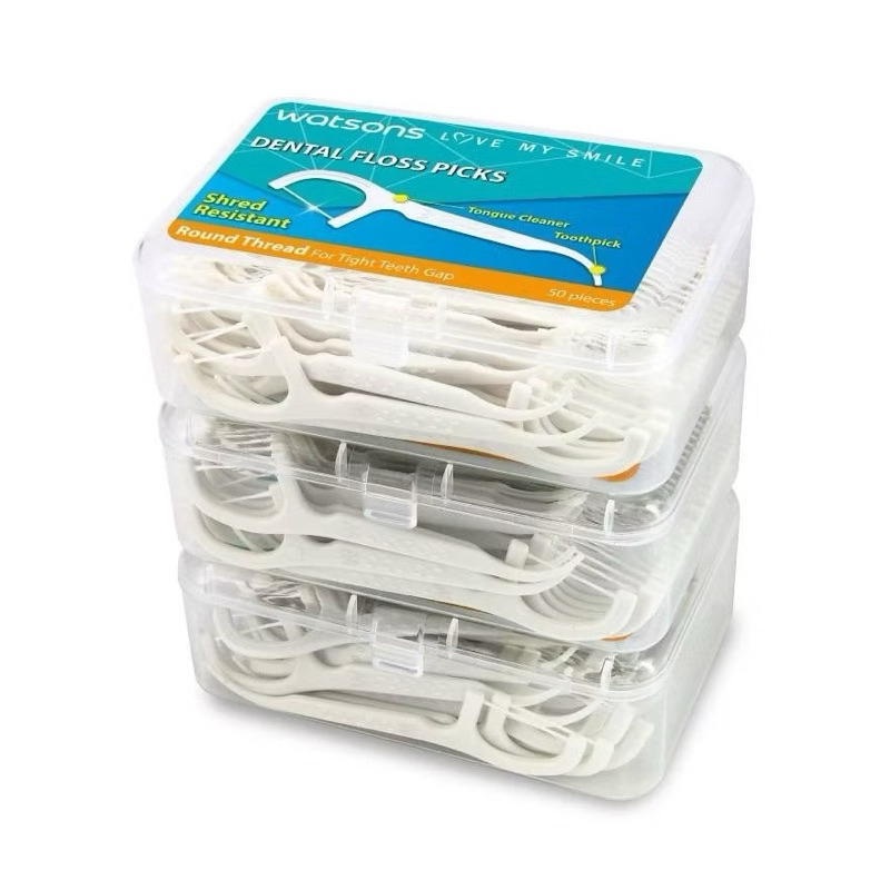 WATSONS Round Thread Shred Resistant Dental Flossers 50's x 3 | Shopee ...