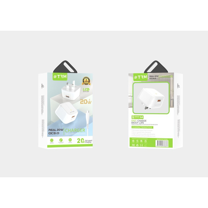 TRM reall 20W Fast Charger / PD + QC Super Fast Quick Charging / UK ...