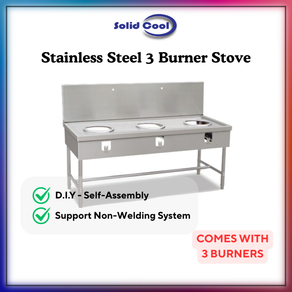 [ SOLID COOL ] STAINLESS STEEL 3 BURNER STOVE | Comes with 3 Burner ...