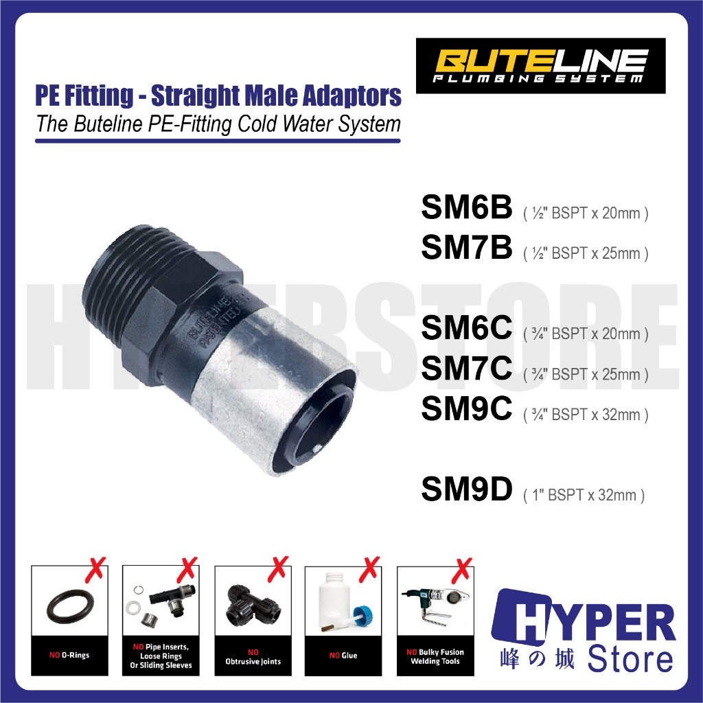 Buteline Fitting | PE Straight Male ( M.T.A ) Socket | Cold Water ...