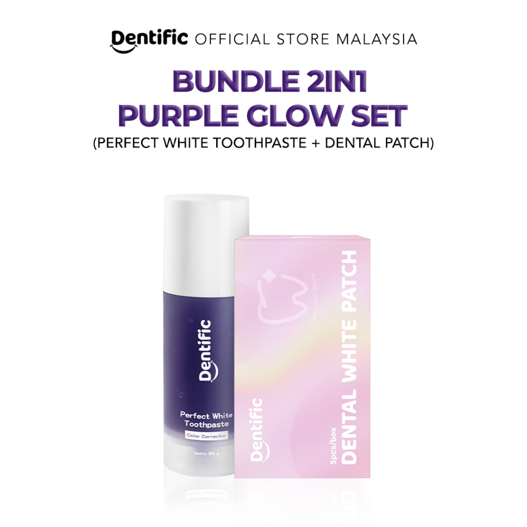 Dentific Bundle Purple Glow Set 2in1 Perfect White Toothpaste + Dental ...