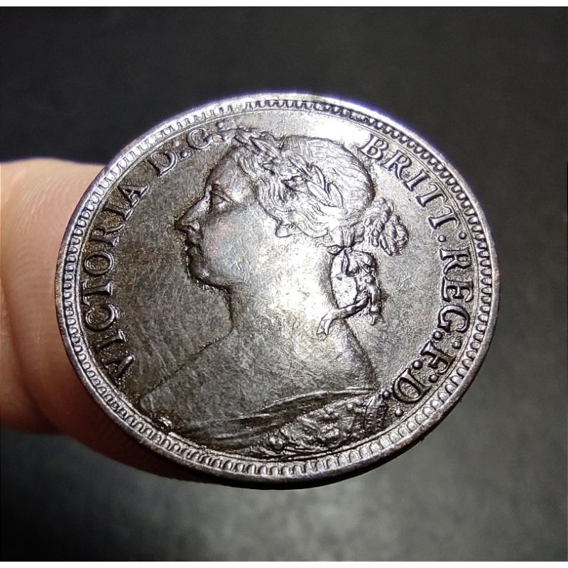 Great Britain Queen Victoria Old Copper Coin Farthing Year 1887 ( Sharp ...