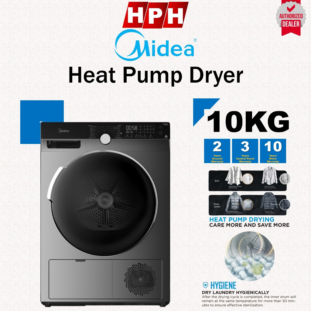 Midea (7kg/8kg/9kg/10kg) Vented Dryer Condenser Dryer Heat Pump Dryer MD-7388 MD-100A70 ...