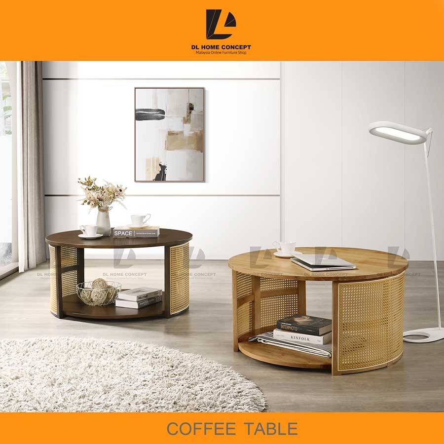 DL Home Concept Rattan Art Premium Solid Wood Coffee Table | Shopee ...