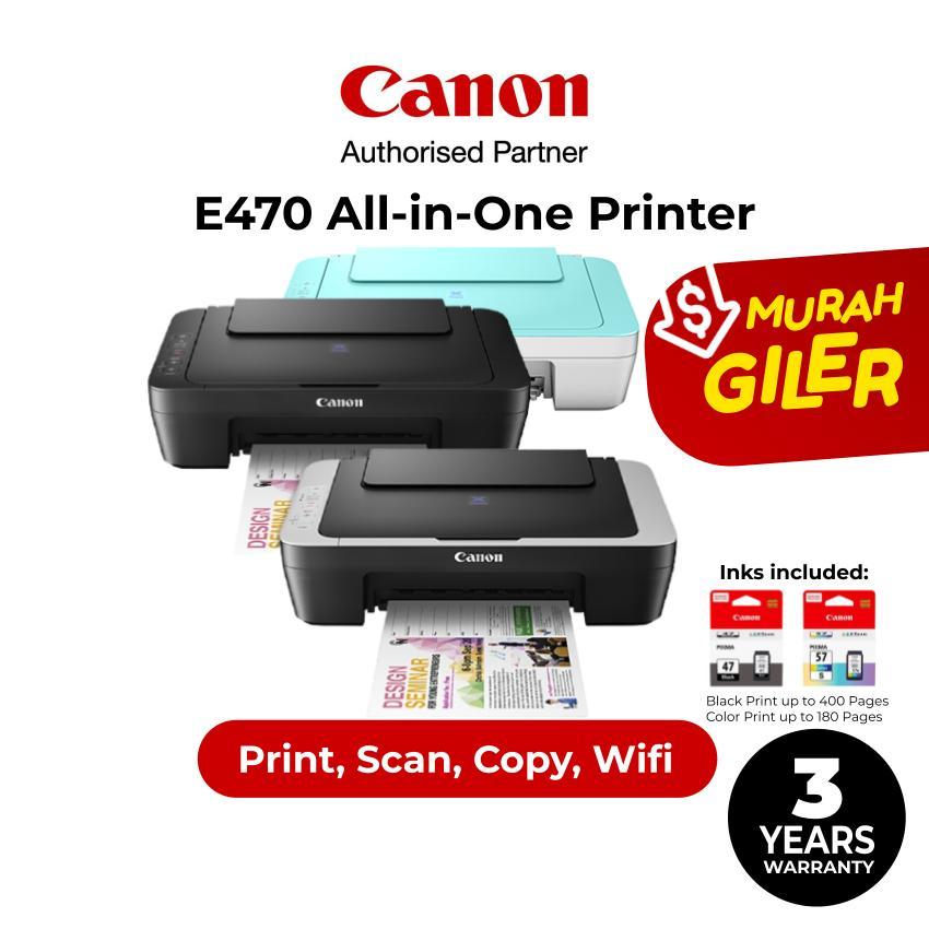 CANON Pixma E470 Compact Wireless All-In-One Printer Print / Scan ...