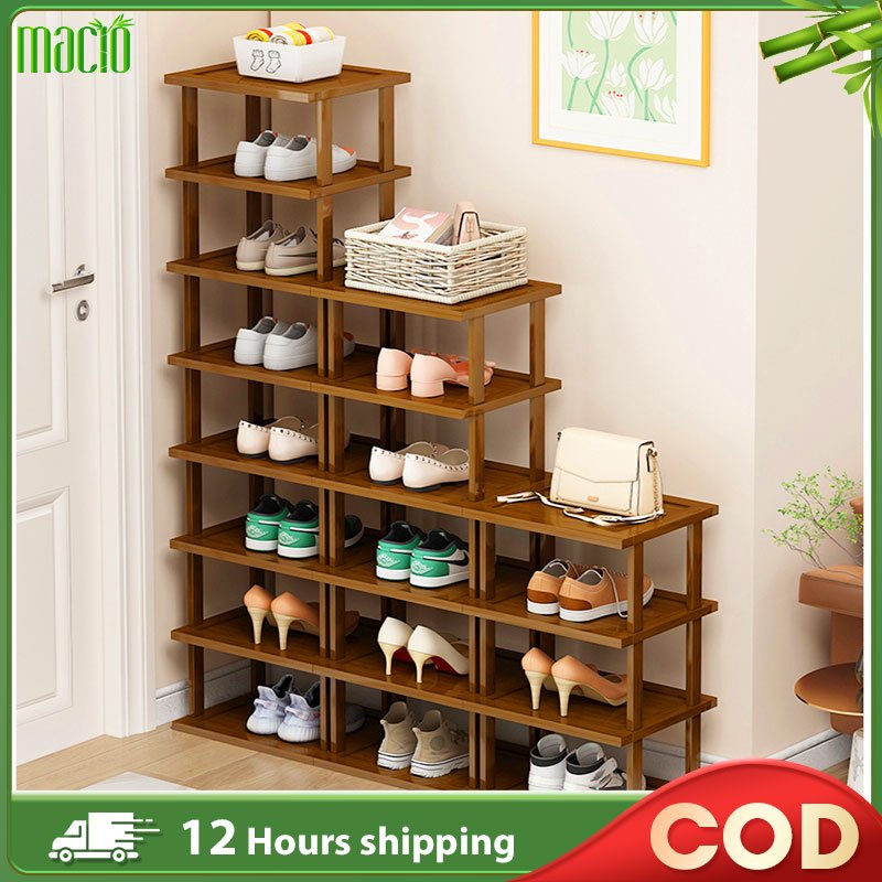【In Stock】Bamboo Shoe Rack 5-8 Layers Rak Kasut Kayu Shoe Rack Outdoor ...