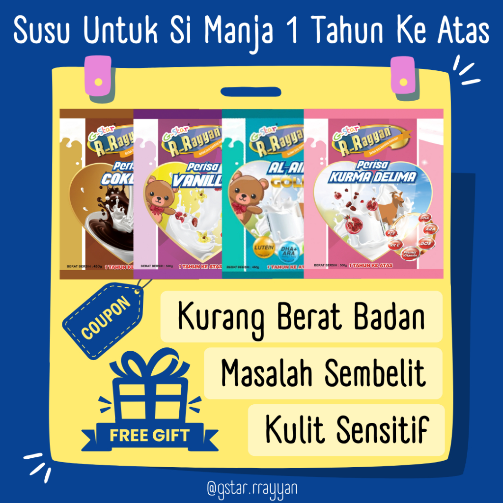 Susu R-rayyan 1 Tahun Ke Atas Kurma Delima Vanila Coklat Al Ain Gold ...